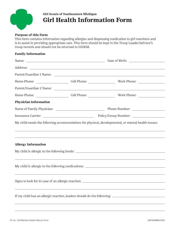 Forms & Documents | Girl Scouts of Southeastern Michigan